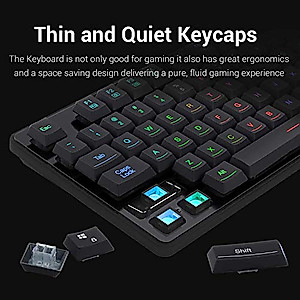 Redragon S107 Gaming Keyboard and Mouse Combo Wired Mechanical Feel RGB LED Backlit Keyboard 3200 DPI Gaming Mouse for Windows PC (Black)