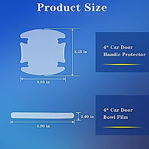 Forjume Car Door Handle Scratch Protector, 8PCS Transparent Car Door Handle Cup Protector Film Sticker Clear Door Bowl Paint Anti-Scratches Protection Film, Universal Fits
