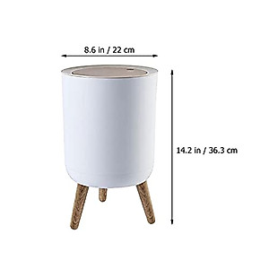 Angoily Trash Can Garbage Can with Press Top Lid Nordic Modern Waste Basket Plastic Trash Bin for Kitchen Bathroom Bedroom Living Room Office Outdoor