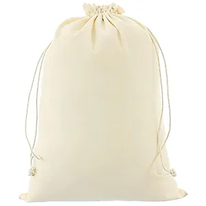 CleverDelights Cotton Bags - 14" x 20" - 10 Pack - Premium Muslin Drawstring Bag