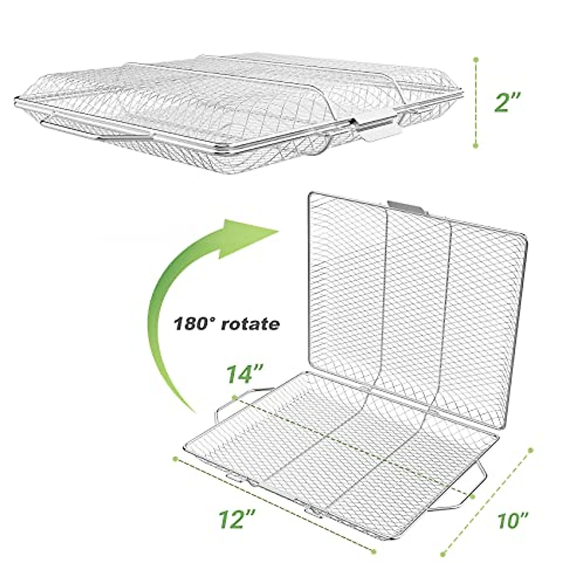 Skyflame Portable Grill Basket, Rustproof Stainless Steel Barbecue Grilling Basket for Most Outdoor Grilling Vegetables Fishes Shrimp Steak Meat Chops Kabob
