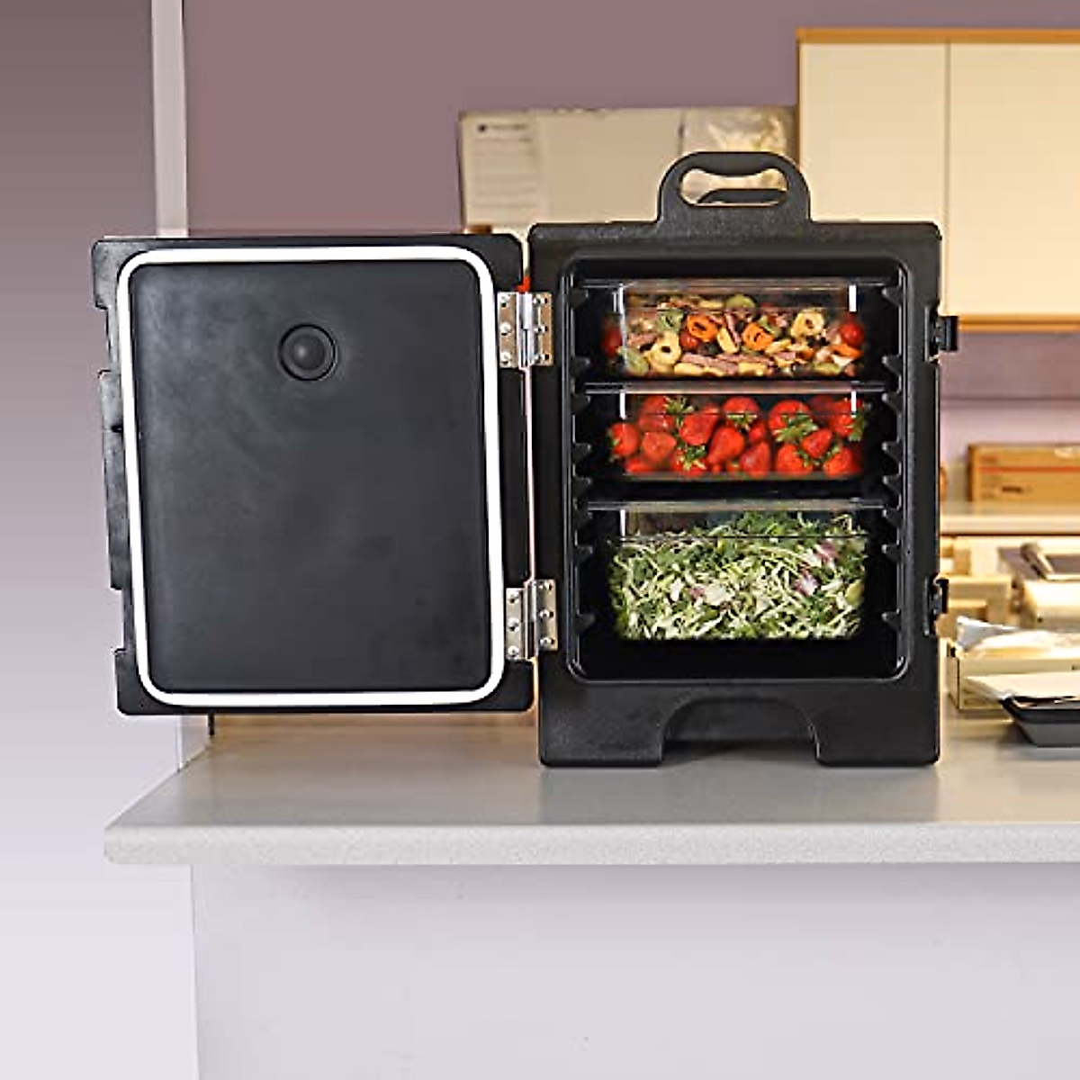 Pearington 81 Quart End-Loading Insulated Food Pan Carrier for 5 Full-Size Pans