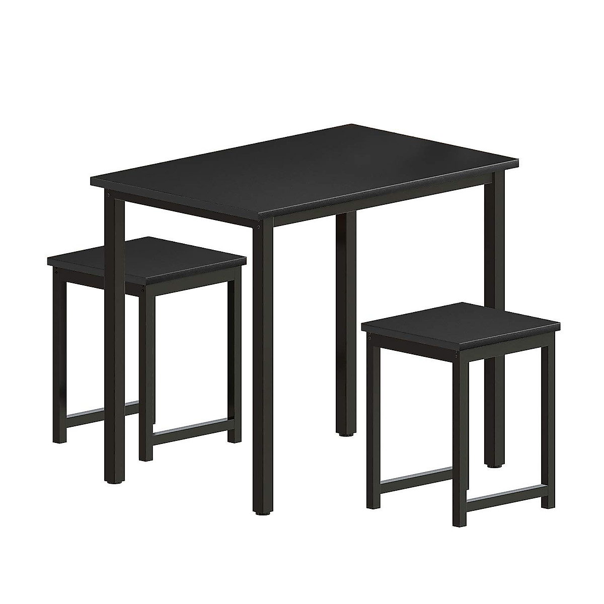 MIERES Small Dining Table Set for 2, Modern Bistro Table and Chairs Set of 2, Small Bar Table and Stools, Kitchen Furniture Counter Height, Compact & Durable, Easy Assembly, Black