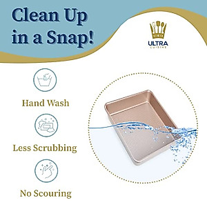 Ultra Cuisine Nonstick Square Cake Pan, Even Baking and Roasting, Easy to Clean, Durable Quality, Warp & Scratch Resistant Texture for Easy Release, Food-Safe, Size 8 x 8 inch
