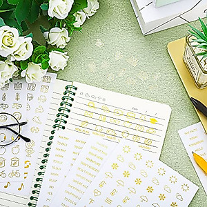 36 Sheets Clear Gold Foil Planner Stickers Monthly Planner Stickers Icons Sticker Book Planner Stickers and Accessories for Journals Planning Scrapbooking Holiday Seasonal General Event 1000+ Stickers
