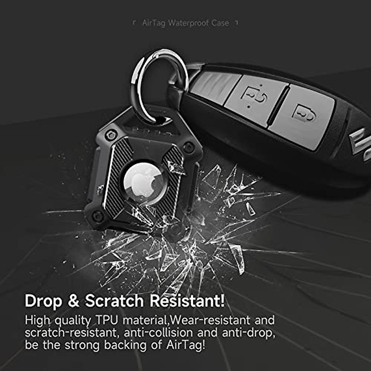 Waterproof AirTag Holder Case with Keychain, Screw Full Cover, Durable, Anti-Scratch, Fully Enclosed, Secure Holder Case Protect for Apple AirTag Tracker (Black 1 Pack)…