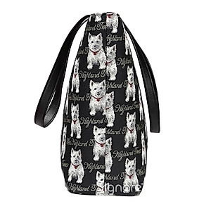 Signare Tapestry Shoulder Bag Tote Bag for Women with Black & White Westie Dog Design (SHOU-WES)