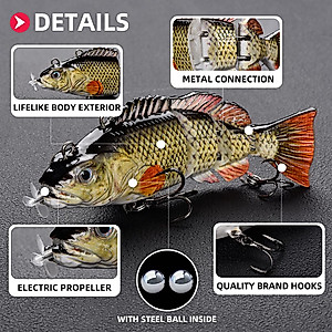 Robotic Swimming Lure 3.9” Electronic Lures USB Rechargeable LED Light 4 Segment Multi Jointed Swimbait Fishing Tackle for Bass Trout Pike (Hybrid Striped Shad Specialty)