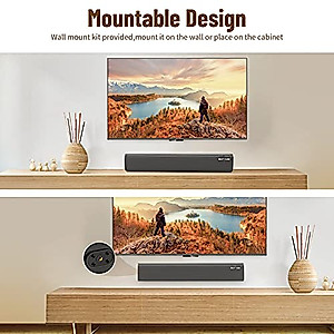 BESTISAN Soundbar for TV Soundbar Wireless Bluetooth 5.0 Sound Bar with 3 Equalizer Modes for Home Theater, Game, PC, Phones (Remote Control, DSP, Bass/Tweeter Adjustable, Wall Mounted)