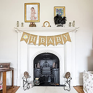 Pudodo Jute Burlap Spring Daisy Themed Baby Shower Party Nursery Kitchen Mantle Fireplace Decoration