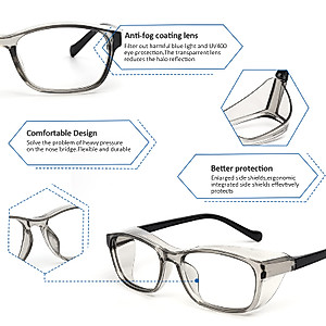 Outray 2 Pack Kids Anti Fog Safety Glasses with Side Shield & Blue Light Blocking Lens Protective Goggles Age 6-12