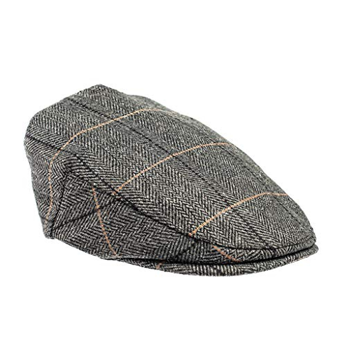 Born to Love Baby Boys Jeff Hat Vintage Driver Tweed Flat Page Gatsby Cap, Oliver Black, 8-12 Years