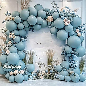 Dusty Blue Balloon Garland Arch Kit - Double Stuffed Slate Blue Balloons Different Sizes for Baby Shower Gender Reveal Wedding Birthday Party Decoration