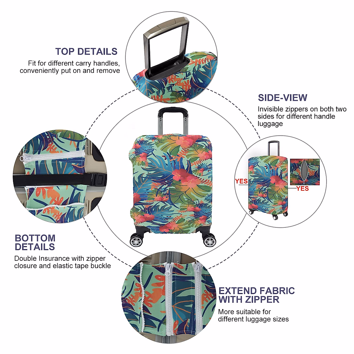 GOXUNYUAN Travel Luggage Cover, Suitcase Protector Bag Fits 26-28 Inch Luggage Colorfulmaple