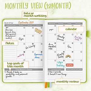JUBTIC Undated Planner Weekly and Monthly Productivity Daily Planners with Stickers Appointment Book for Time Management 2024-2025 (Light Green)