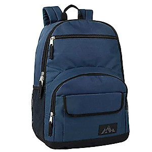 Multi Pocket Colorful Travel and College Backpacks with Padded Straps, Side Pockets (Navy)