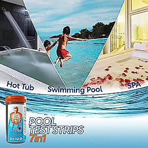 Pool and Hot Tub Test Strips - Medical-Grade Precision 3-1 4-1 7-1 Pool Test Kit - Testing pH, Free Chlorine(Bromine), Total Alkalinity & Cyanuric Acid and So on - Pool Water Test Kit