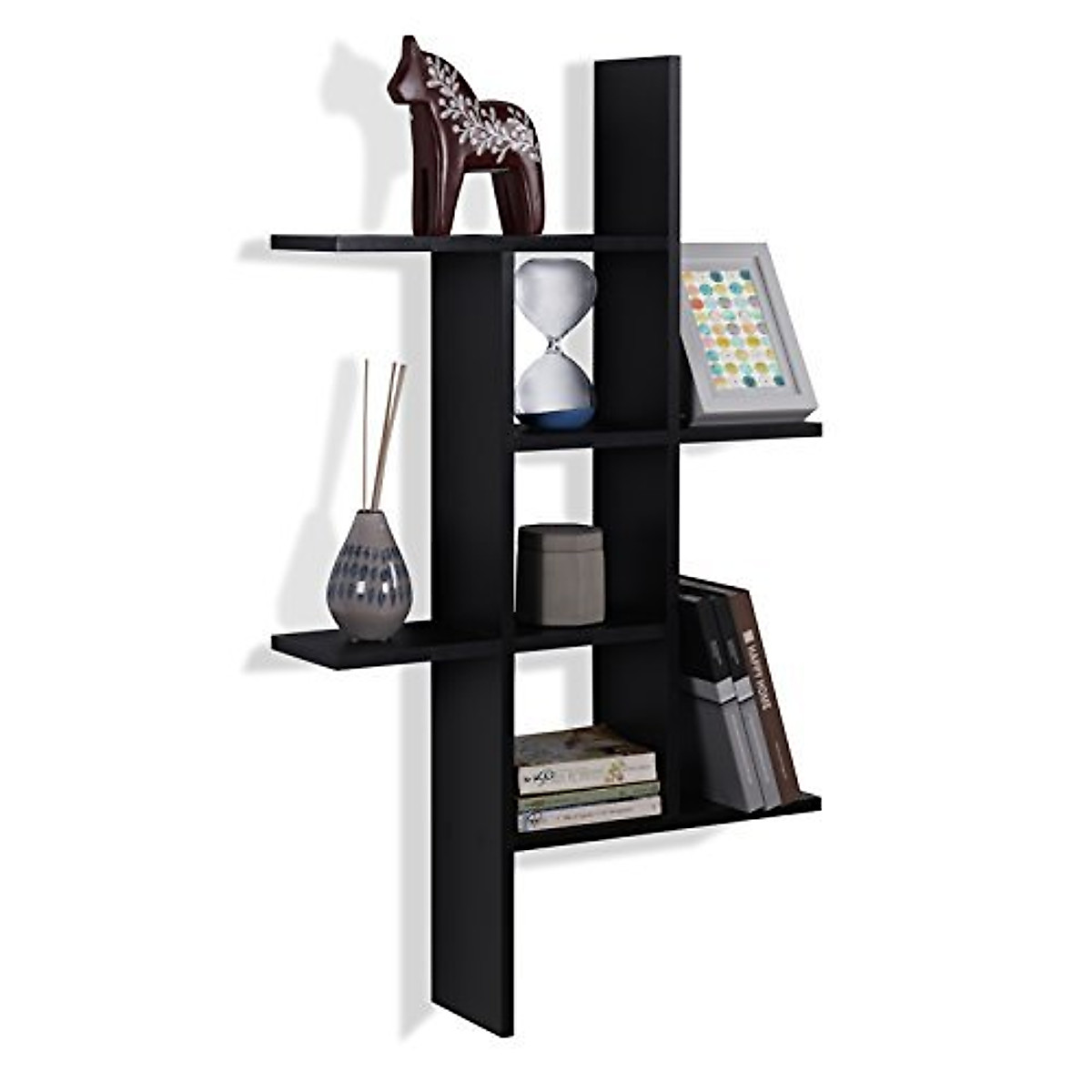 Danya B. Cantilever Cubby Decorative Modern Wall Mount Shelf – Horizontal or Vertical (Black)