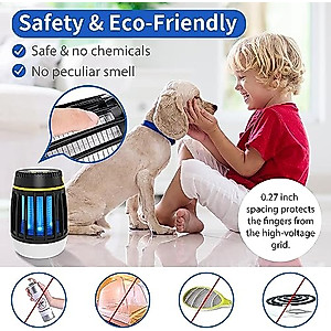 3 in 1 Bug Zapper, USB Rechargeable Mosquito Trap, Waterproof Insect Fly Trap for Outdoor & Indoor,LED Lantern, Emergency Power Supply 2000mAh for Home, Camping, Gnats, Backyard, Patio