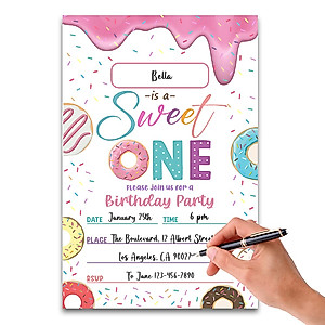 FujLoy Donut Sweet One Birthday Party Invitation,Sweet One Birthday Party Decorations, Donut Themed Birthday Party Supplies.（045）