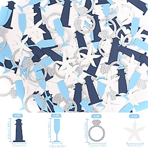 Coastal Grandma Bachelorette Party Confetti - Last Toast on the Coast Bachelorette Party surprise,Bachelorette Party Decor,Wine Cup Diamond Ring Shells Starfish Paper Scatter for Bridal Shower