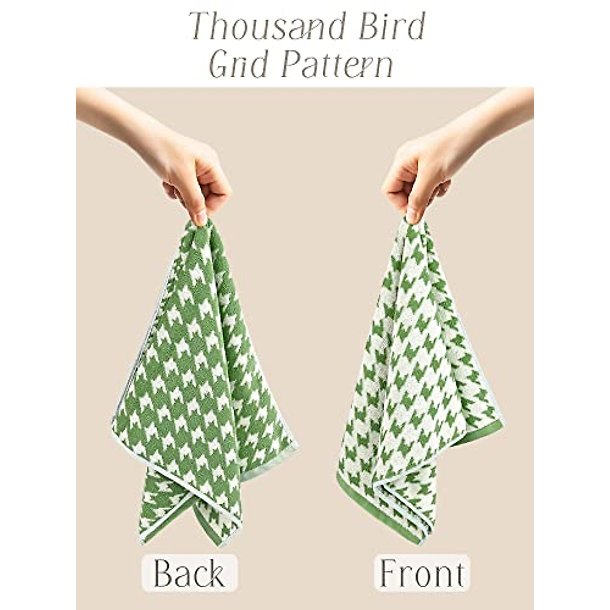 Bathroom Hand Towels 29” x 13”, Ultra Soft Hand Towel Set Houndstooth Pattern, 4 Pack Face Towels for Daily Use, Orange Yellow Green Lilac