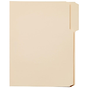 Amazon Basics 1/3-Cut Tab, Assorted Positions File Folders, Letter Size, Manila - Pack of 100