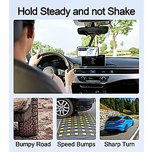 Mueczeo Windshield Phone Mount for Car, Rearview Holder Rotatable and Retractable Car Phone Holder for Car, 360° Rotating Car Phone Holder Mount Compatible with iPhone, Samsung & Other Smartphones