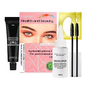 Eyebrow Color Kit, 2 in 1 Eyelash & Eyebrow Color Set-Quick and Thick Coloring Natural Eyebrow Kit Professional DIY at Home Use 10ml (Coffee)