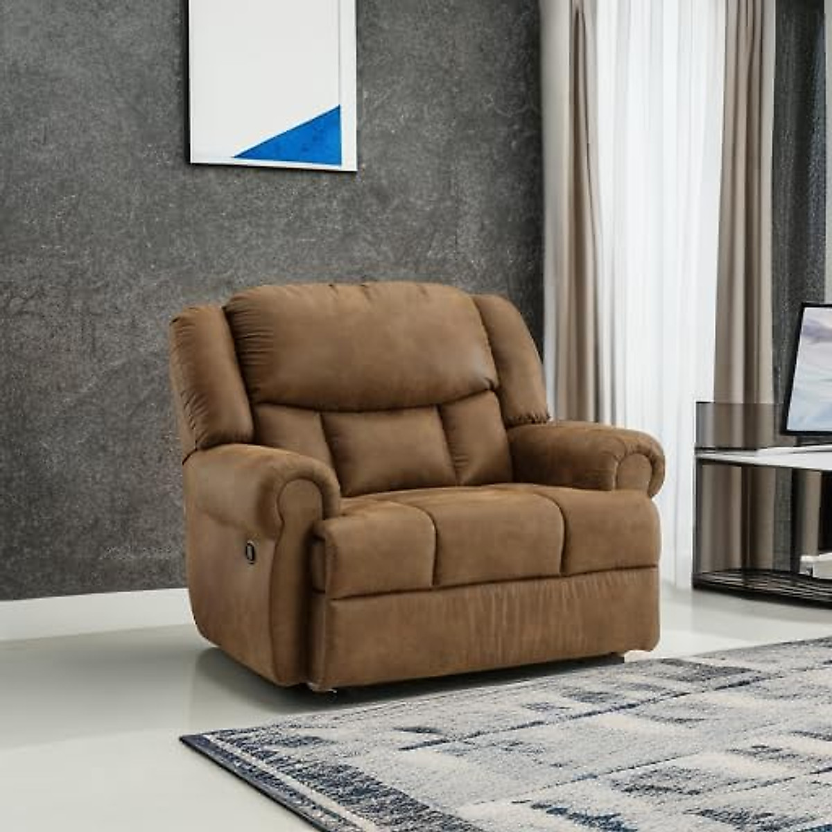 Signature Design by Ashley Boothbay Classic Faux Leather Manual Oversized Recliner, Dark Brown