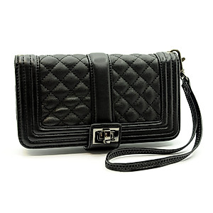 ZZYBIA® Crossbody/Wristlet Clutch 2 Way Coin Zip Mobile Case Wallet Card Holder with Detechable Long Chain for Universal fit Most Smartphones up to 6.5" x 3.5"