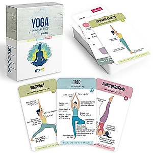 merka Yoga Cards, 50 Flash Cards Deck with Poses for Class Sequencing & Practice, Sanskrit and Cues for Beginners, Teachers, Women Workout Fitness