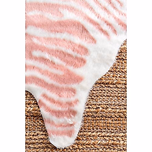 nuLOOM Cattle Faux Zebra Hide Area Rug, 5' x 6' 7", Pink