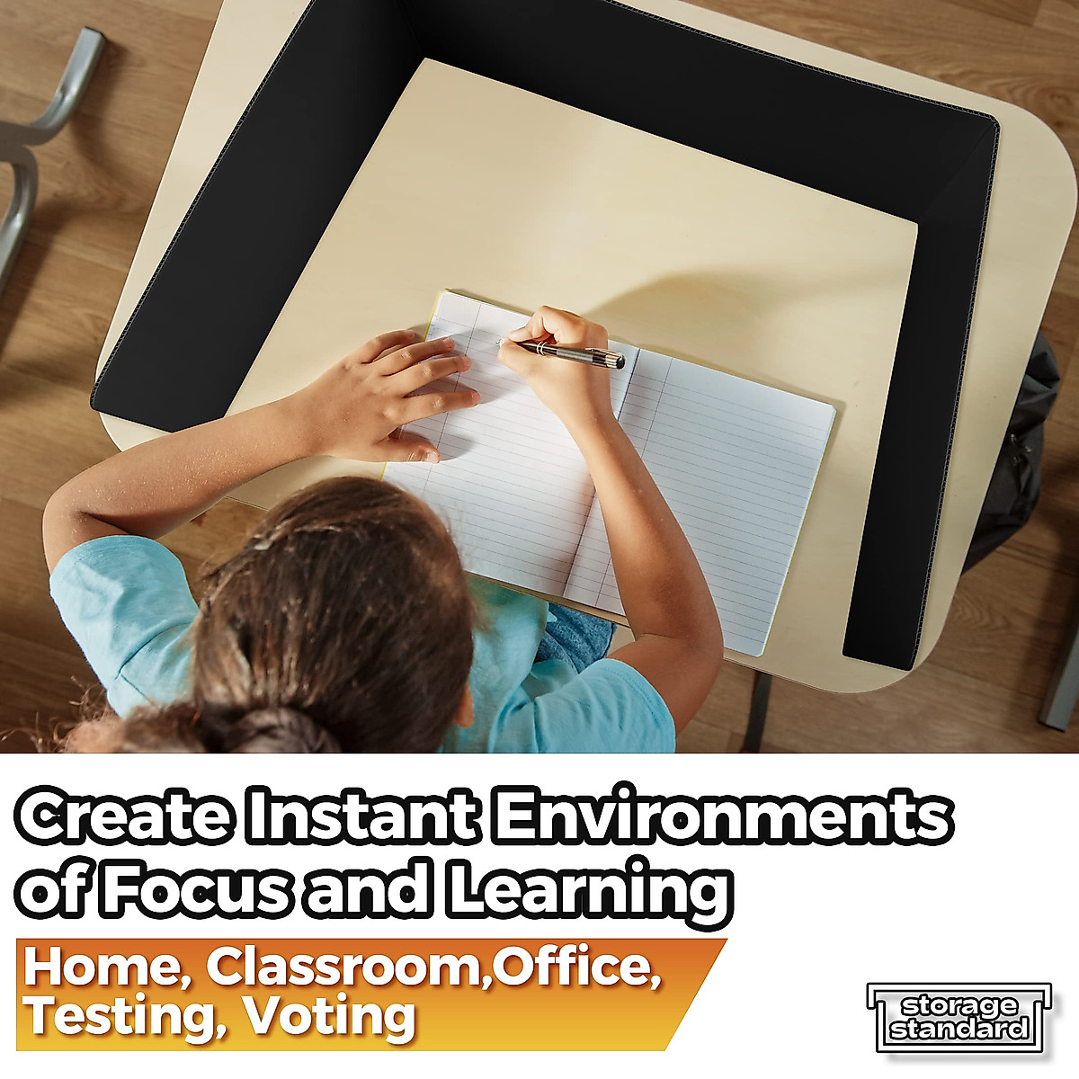 4-Pack Desk Dividers for Students - Durable & Waterproof Plastic Study Carrel Divider, Classroom Folders Teacher Supplies, Easy-to-Clean Plastic Privacy Shield Folder Boards for Student Desks, Black