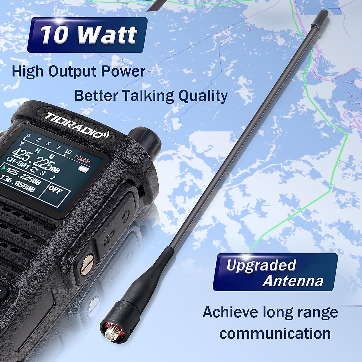 (𝟐𝐧𝐝 𝐆𝐞𝐧) TIDRADIO TD-H8 10W HighPower Ham Radio Handheld with APP Bluetooth Wireless Programming, Two Way Radios Long Range with 2500mHA 𝐓𝐲𝐩𝐞-𝐂 Large Battery, Large Color Screen(2 Pack)