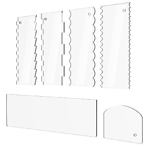 Cake Scraper 6 Pieces Acrylic Cake Smoother Scraper Cake Decorating Comb Icing Smoother Pastry Cutter for Mousse Butter Cream Cake Decoration, 11 Patterns for Different Shapes of Cake Edges