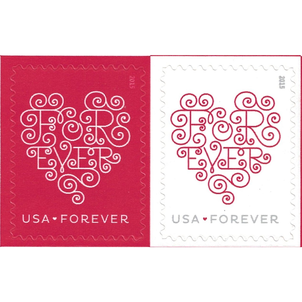 USPS Forever Hearts Forever Stamps - 100 Stamps (5 sheets of 20)