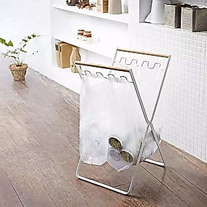 Kuinayouyi X-Type Folding Trash Stand Can Metal Trash Bag Box Holder Garbage Bag Rack Home Kitchen Storage RacksTowel Rag Dry Shelf