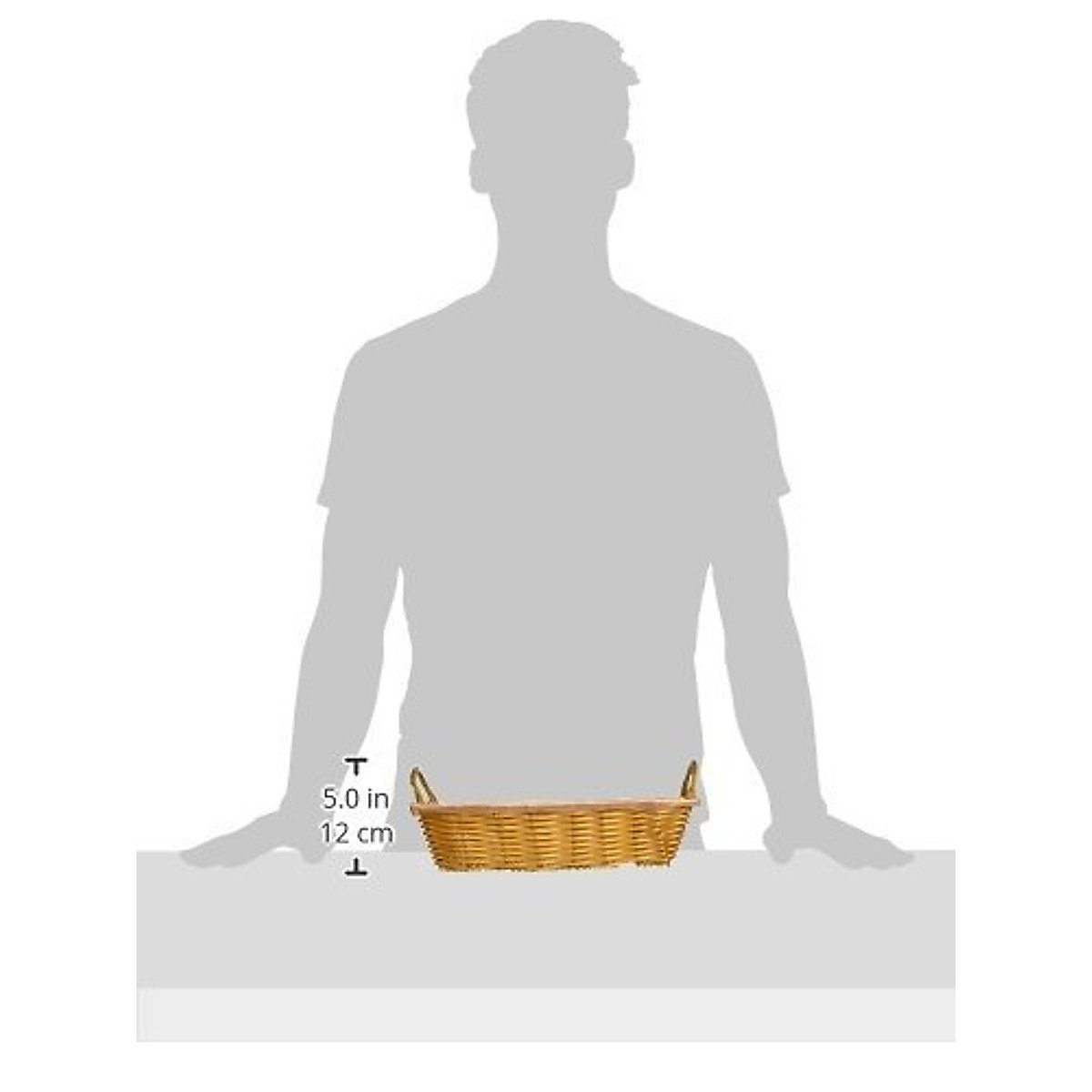 Winco PWBN-12B Rectangular Woven Basket with Handles, 12-Inch by 8-Inch by 3-Inch,Brown,Medium