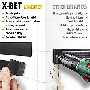 Adhesive Magnetic Strip for Knives Kitchen with Multipurpose Use as Knife Holder, Knife Rack, Knife Magnetic Strip, Knives Bar, Kitchen Utensil Holder, Tool Holder for Garage and Kitchen Organizer