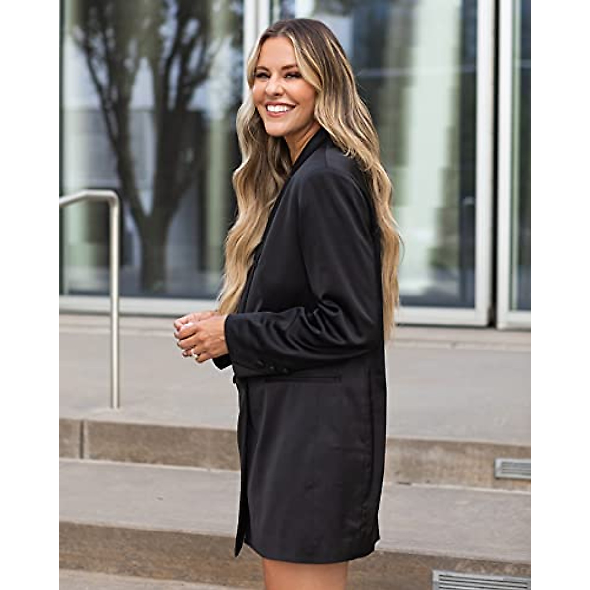 The Drop Women's Black Black Double Breast Blazer Dress by @kerrently, L