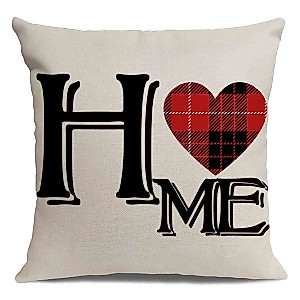 LITVACK Throw Pillow Cover Set of 4, 18 x 18 Inch Simple Red Lattice Lover Wedding Decoration Home Outdoor Decor Sofa Bedroom Balcony Garden Pillow Cover Cushion Cover