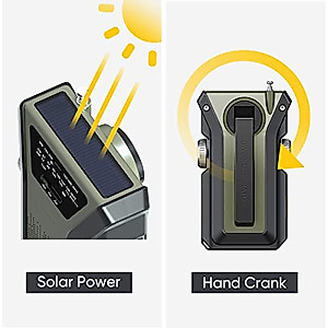 Emergency Hand Crank Radio, Portable AM/FM NOAA Weather Radio with 4000mAh Power Bank & Flashlight,Solar Charging, SOS Alarm for Outdoor, Emergency and Hurricane Supplies