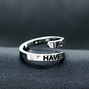 Uloveido Stainless Steel Have Faith Mantra Inspirational Wedding Band Ring Religious Jewelry Gifts for Best Friend Y779 (silver, 9)