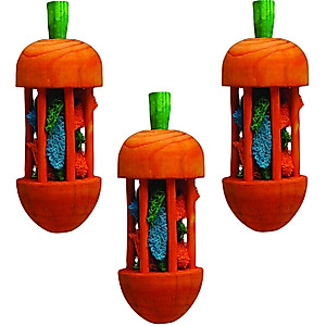 Kaytee 3 Pack of Carrot Carousel Chew Toys, Large, for Rabbits and Other Small Animals