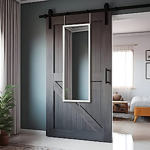 NeuType Full Length Mirror, 44" x 16" Over The Door Mirror, Wall Mount Hanging Mirror with 2 Metal Hangers for Wall Bedroom Bathroom Living Room Decor White