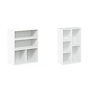 Furinno Pasir 3 Tier Display Bookcase Luder 5-Cube Bookcase, White