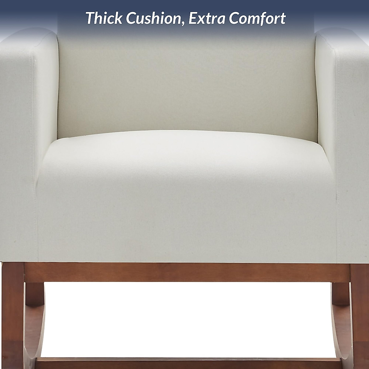 BELLEZE Modern Rocking Chair, Nursery Glider Rocker with Comfortable Padded Seat Solid Wood Base, Fabric Upholstery Arm Chair for Living Room Bedroom Baby Room - Felix (White)