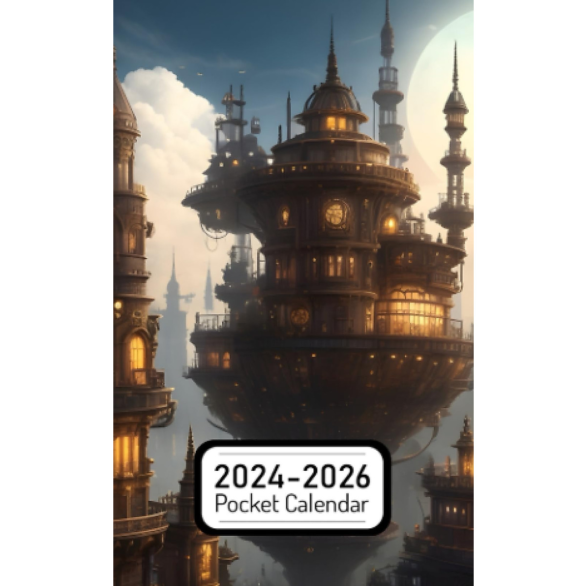 Pocket Calendar 2024-2026: Two-Year Monthly Planner for Purse , 36 Months from January 2024 to December 2026 | Modern city | Steampunk