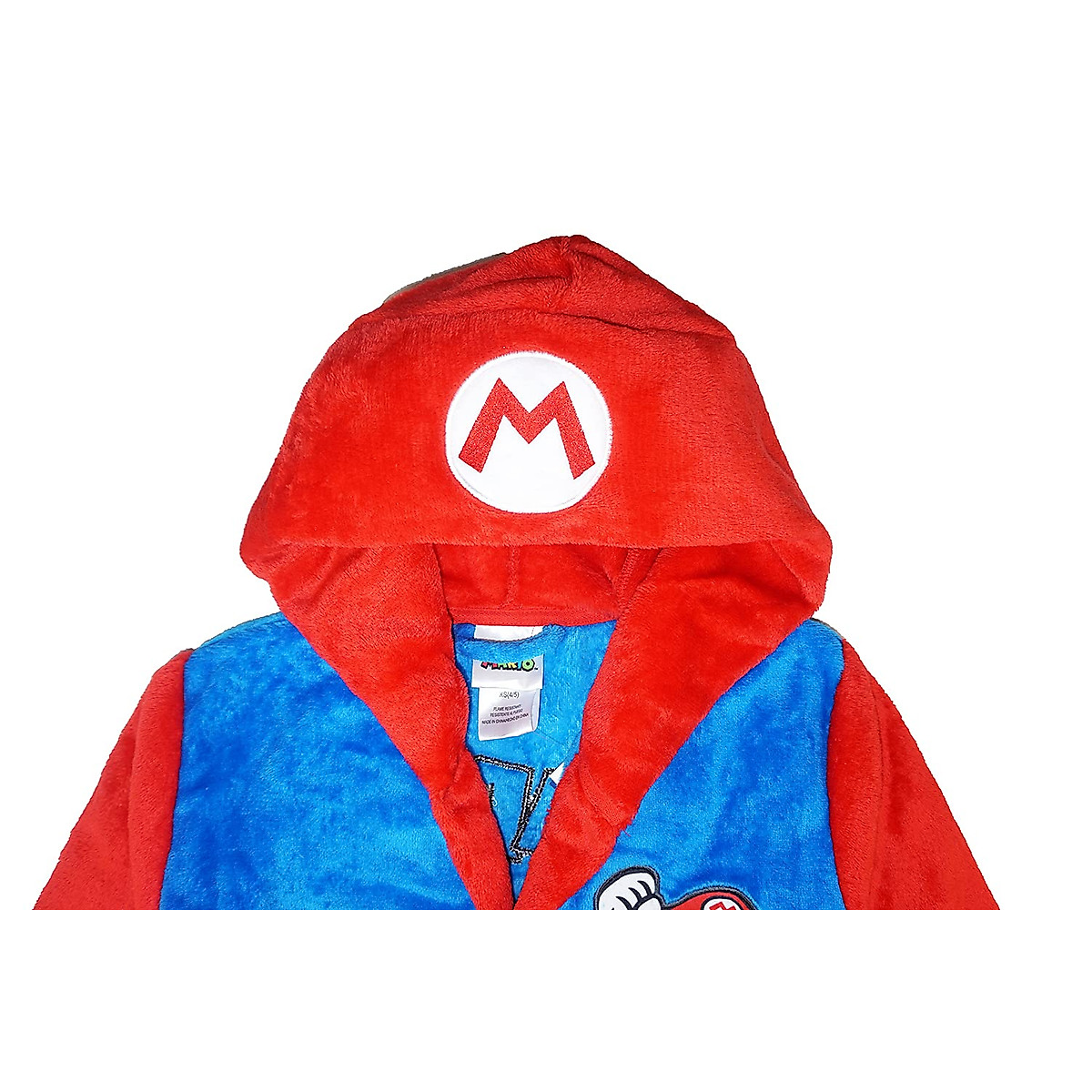 Super Mario Little/Big Boys' Soft Hooded Fleece Sleepwear Bathrobe - Plush Robe for Kids, Mario, 8